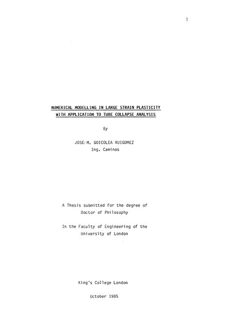 Numerical Modelling In Large Strain Plasticity With Application To Tube Collapse Analysis Docslib