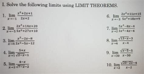solved i solve the following limits using limit theorems