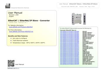 ADFWeb EtherCAT Slave Ethernet IP Slave User Manual Manualzz
