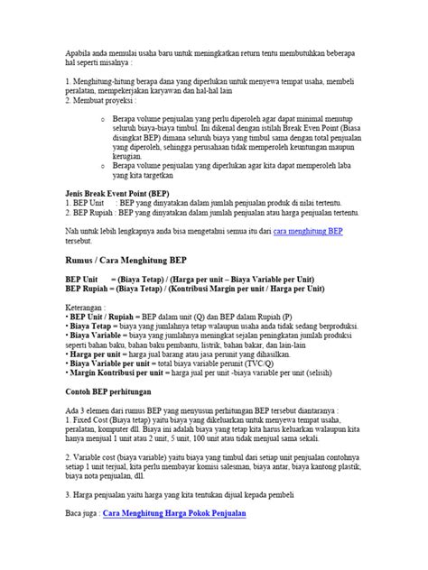 Hitung Break Even Point Pdf