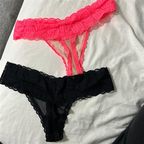 Pineapple Design On Waist Pink And Black Lace Thongs Depop