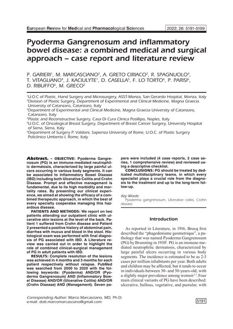 Pdf Pyoderma Gangrenosum And Inflammatory Bowel Disease A Combined Medical And Surgical
