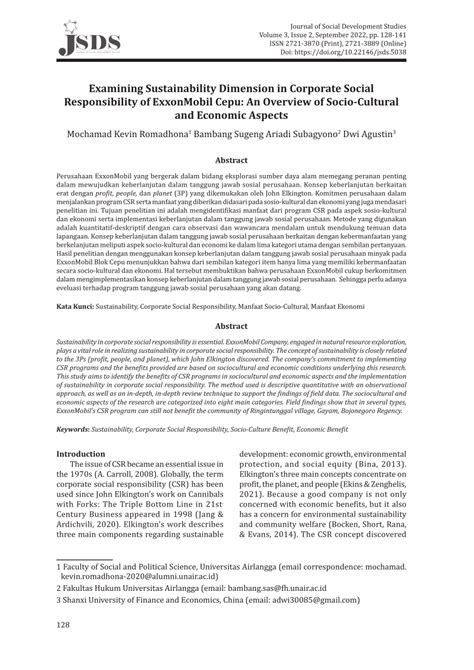 Pdf Examining Sustainability Dimension In Corporate Social