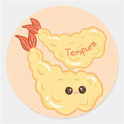 Kawaii Shrimp Tempura Drawing Japanese Classic Round Sticker Zazzle