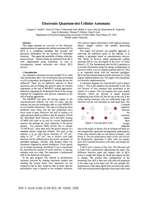 Pdf Electronic Quantum Dot Cellular Automata