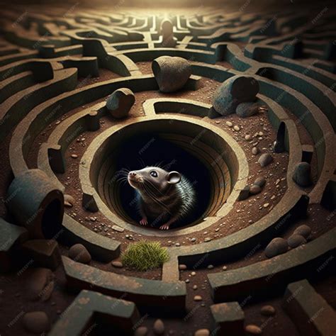 Premium Photo A Rat In A Maze With A Hole In It