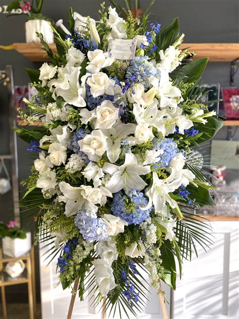 Standing Spray Blue And White In Rockville Md Koko Florist