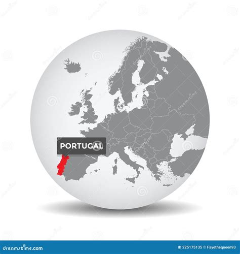 World Globe Map With The Identication Of Portugal Stock Vector