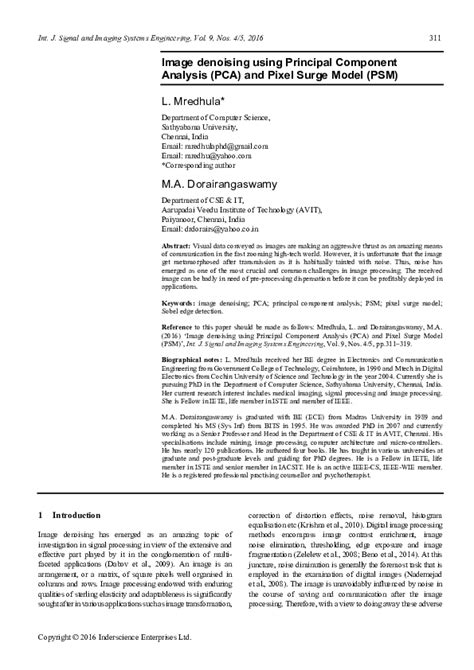 Pdf Image Denoising Using Principal Component Analysis And Wavelet