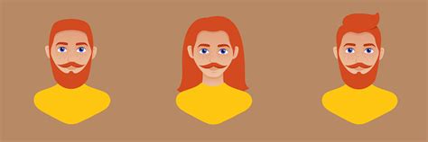 수염과 다른 헤어 스타일 아바타를 가진 젊은 붉은 머리 남자 빨간 머리카락을 가진 유럽 남자의 초상화 T 셔츠에 대한 스톡 벡터 아트 및 기타 이미지 Istock