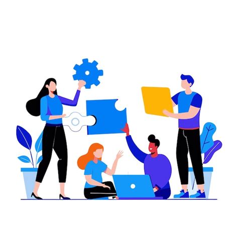Teamwork Solve Business Problem Cooperation Premium Ai Generated Vector