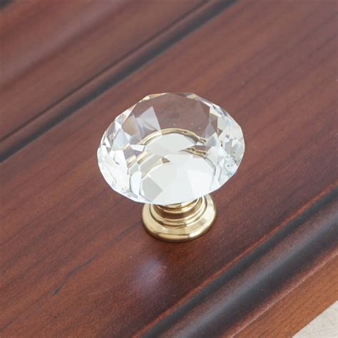 378 50 Glass Dresser Knobs Gold Clear Drawer Etsy