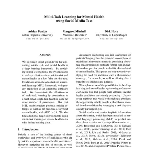 Multitask Learning For Mental Health Conditions With Limited Social Media Data Acl Anthology