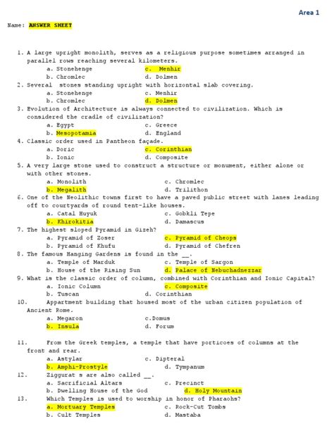 Mid Week 1 Answer Key Pdf Column Gothic Architecture