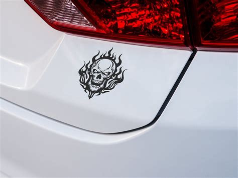 Flaming Skull Vinyl Decal Waterproof Carmotorcycle Sticker Etsy