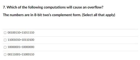 solved 7 which of the following computations will cause an
