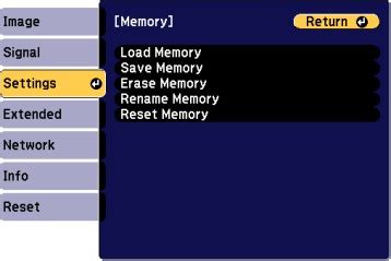 Saving Settings To Memory And Using Saved Settings