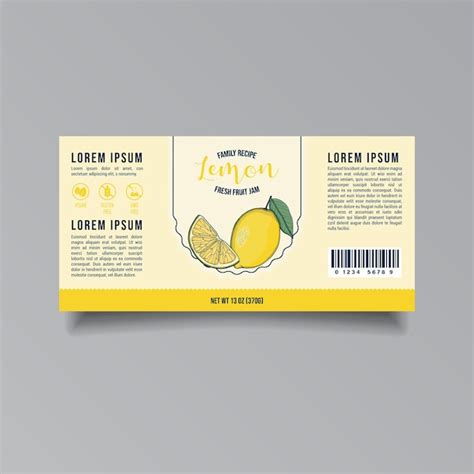 복숭아 잼 라벨 포장 템플릿 프리미엄 벡터