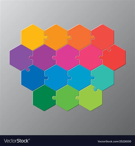 Sixteen Piece Puzzle Jigsaw Hexagonal Info Graphic