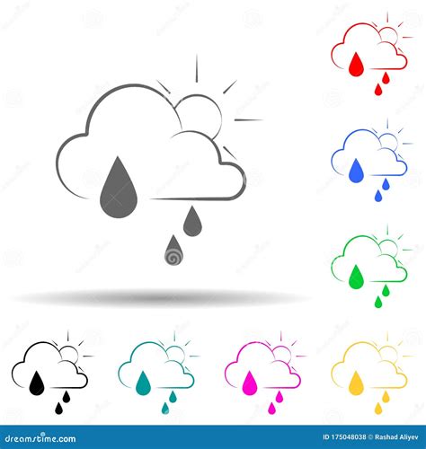 Partial Rain Sign Multi Color Style Icon Simple Thin Line Outline Vector Of Weather Icons For