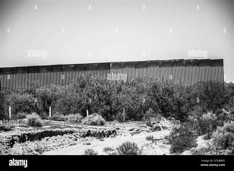 Steel Border Wall Between The Sonora And Arizona Strips In The Altar