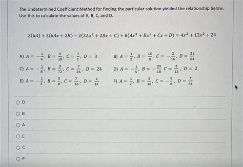 solved the undetermined coefficient method for finding the