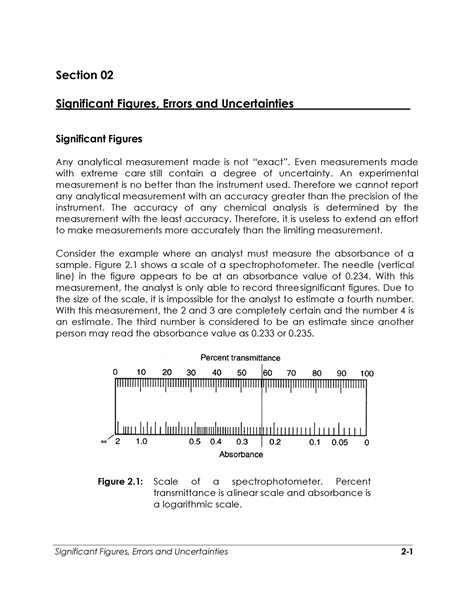 Chem 220 Course Notes Section 2 Significant Figures Errors And