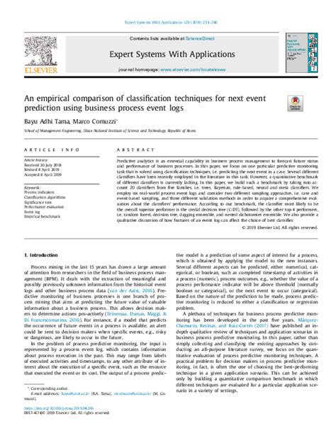 Pdf An Empirical Comparison Of Classification Techniques For Next Event Prediction Using