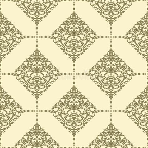 Light Yellow Seamless Background With Golden Classic Pattern Stock