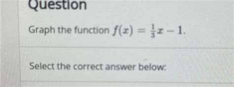 Solved Questiongraph The Function F X 13x 1 Select The