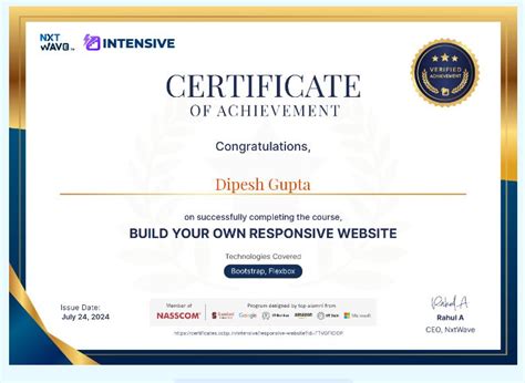 dipesh gupta on linkedin nxtwave responsivewebsite certificate