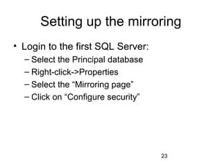 SQL Database Mirroring Setup PPT Databases Computer Software And Applications