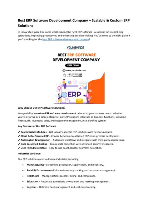 Ppt Best Erp Software Development Company Scalable And Custom Erp Solutions Powerpoint