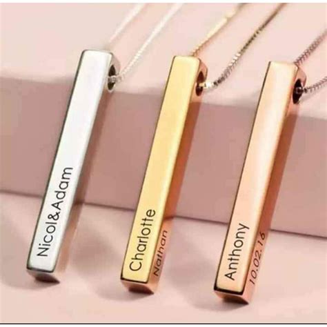 Customized 3d Gold Bar Locket For Girls And Boys With Beautiful Box