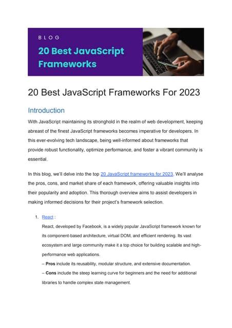 20 Best Javascript Frameworks For 2023 Pdf
