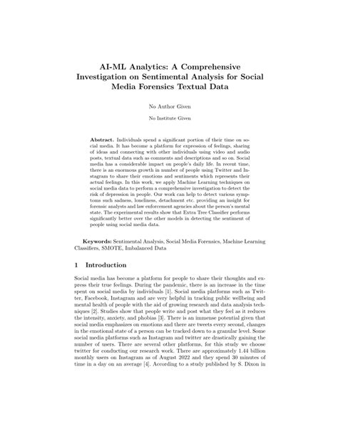 PDF AI ML Analytics A Comprehensive Investigation On Sentimental Analysis For Social Media