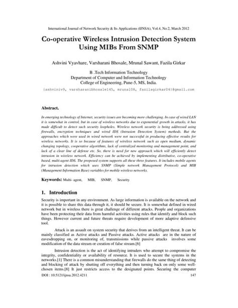 Hierarchical Design Based Intrusion Detection System For Wireless Ad Hoc Sensor Network Pdf