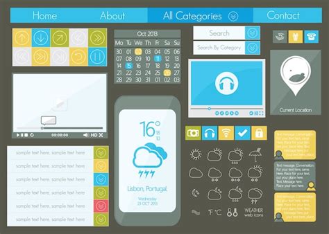 Premium Vector Ui Flat Design Web Icon Set