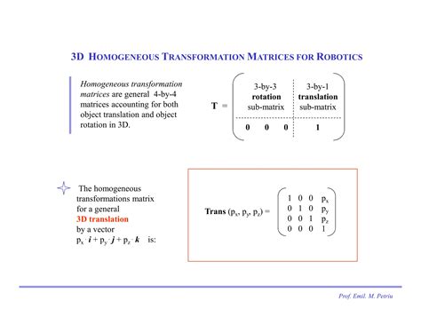 Homogrneous Transformation Matrix Ppt Presentation Pdf 3 D Graphics
