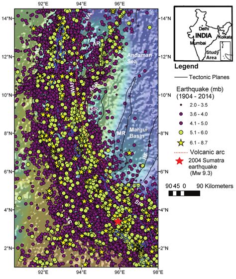 Epicentral Map For The Andaman Sumatra Arc Period 1904 2014 With Download Scientific Diagram