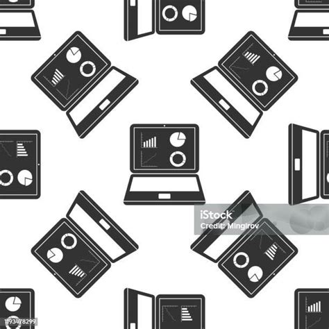 흰색 배경에 그래프 차트 아이콘 격리 원활한 패턴과 검은 노트북 텍스트 파일 아이콘을 보고합니다 회계 기호입니다 감사 분석 계획 벡터 일러스트레이션 개념에 대한 스톡 벡터