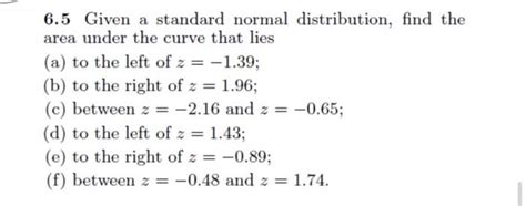 Solved Given A Standard Normal Distribution Find The Chegg