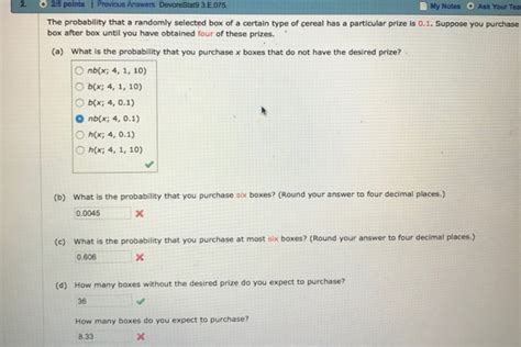Solved 2 25 Points L Previous Answers Devorestat9 3 Е 075
