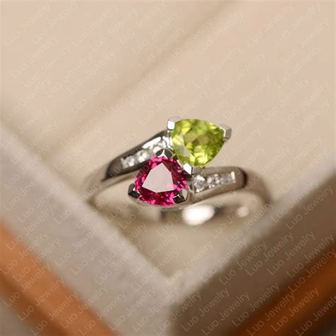 Ruby Peridot Ring Etsy