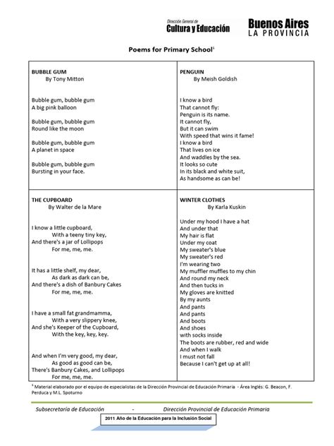 Poemas Para Primaria Pdf
