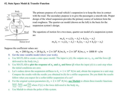 solved 2 state space model and transfer function the