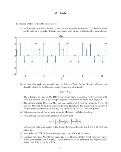 solved 2 lab 1 finding dtfs coefficients with the fft a