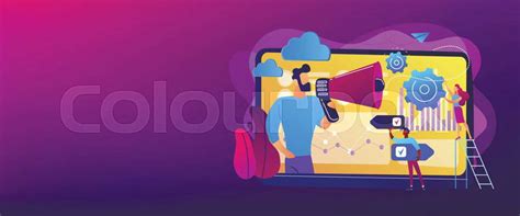 Tiny People Marketer With Megaphone Consumers Data Analysi Colourbox