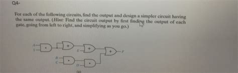 solved 04 for each of the following circuits find the