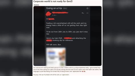 Gen Z Intern Asks For Leave Saying Not Getting The Vibe Email Goes Viral India Today